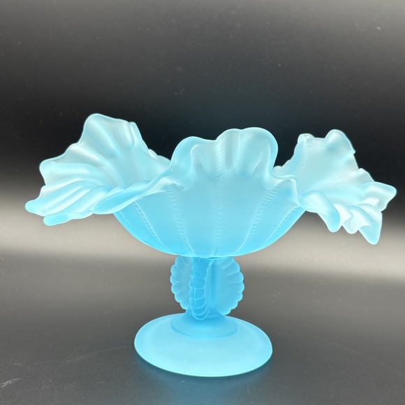 Fenton | Art | Vintage Lg Wright Fenton Blue Satin Glass Beaded Panels ...